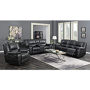 Lee Pillow Arm Motion Sofa Black