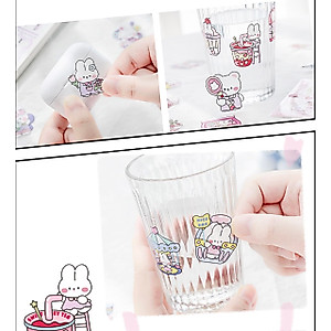TANG QIRA Kawaii Stickers Set(4 Pack),Cute Stickers Cartoon Bunny Decoration Waterproof Stickers for Water Bottle Scrapbook Planners Gift Packing Scrapbooking Album Planner Journal Arts DIY Craft