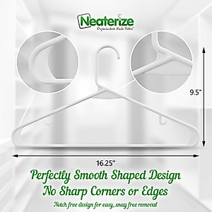 Neaterize Clothes Hangers 50 Pack White - Plastic Hangers - Ganchos Colgar Ropa