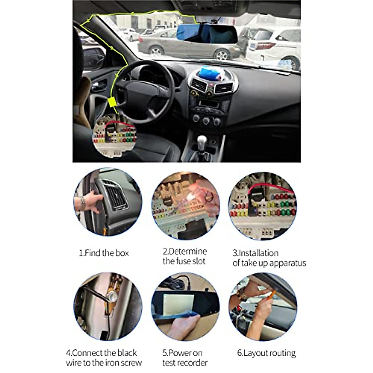 Acouto Dash Cam Hardwire Kit 12V-30V to 5V Car Dash Camera Power Cord Hardwiring Set for Mirror Cam GPS Navigator Radar Detector (Type C)