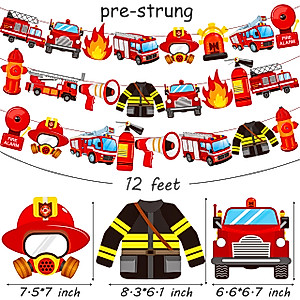 Fire Truck Banner Fire Engine Rescue Party Banners 3Pcs Fireman Birthday Banners Fire Truck Birthday Decoration for Firefighter Baby Shower Supplies