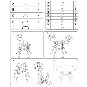 CangLong Modern Round Office Side Table in Black with Beech Wood Legs for Kitchen Living Bedroom