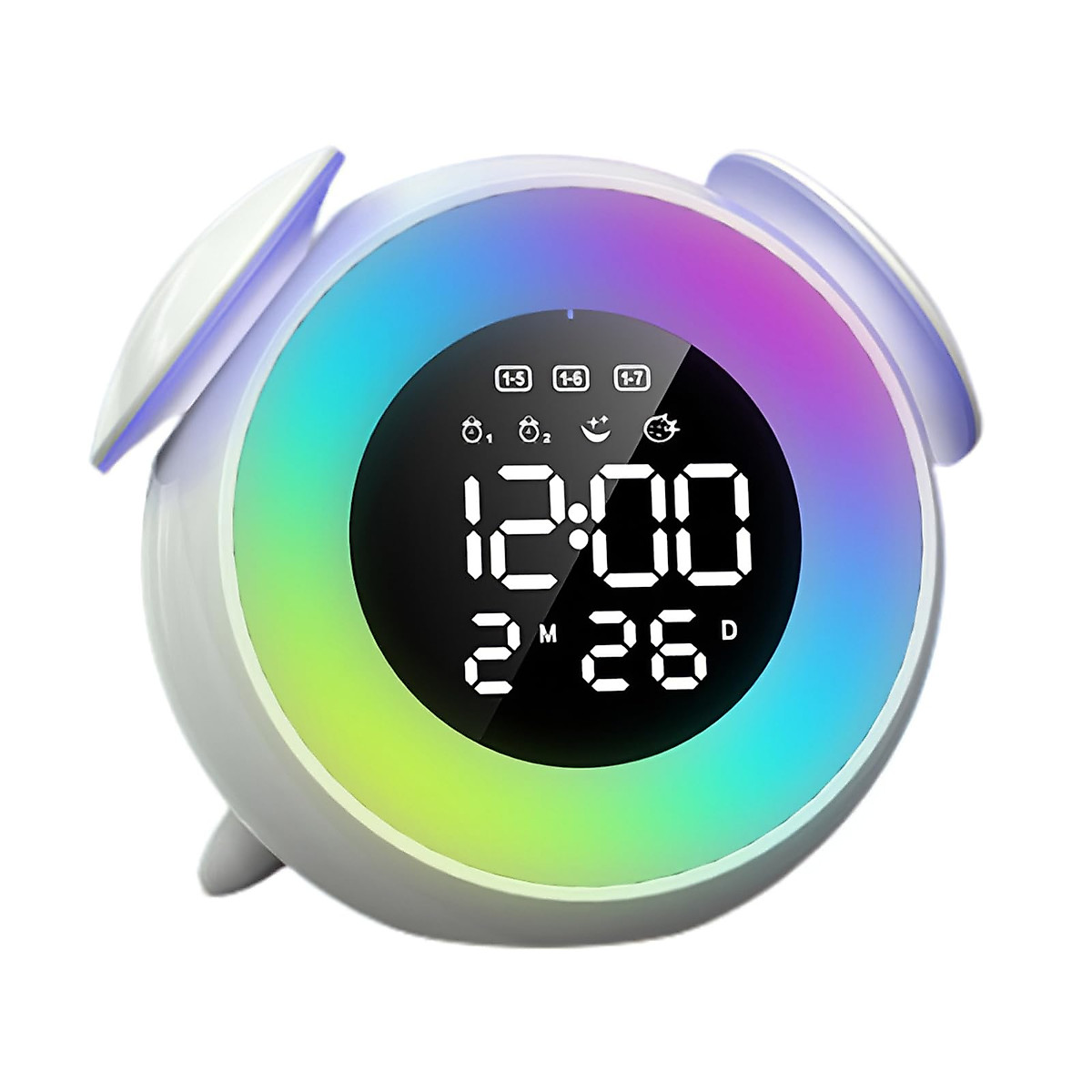 Powstro Sunrise Alarm Clock, Sunrise Lamp Alarm Clock Loud Alarm Clock for Heavy Sleepers, 25 Music & 5 Lighting Modes Cute Sunset Alarm Wake Up Light Clocks for Bedroom Adults Kids Teens