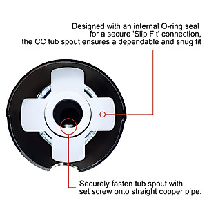 Tub Spout with Integrated Diverter for 1/2 inch Copper Tube - Metal Construction, Chrome