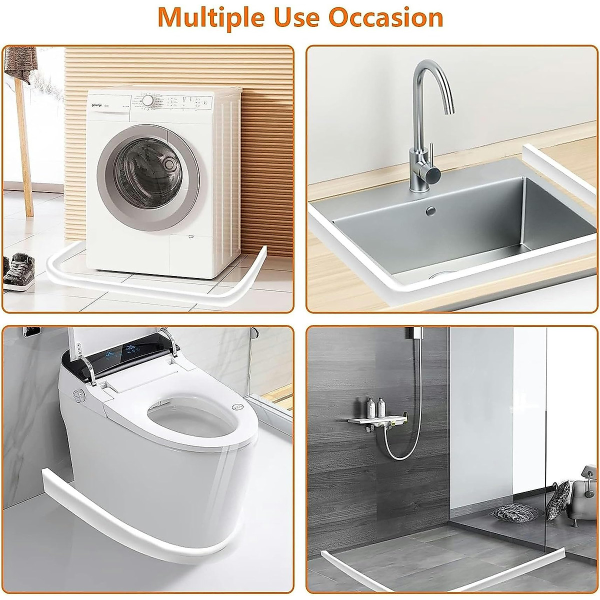 KFJZGZZ 39 inch Silicone Water Guard for Kitchen Sink, Rubber Shower Threshold Splash Guard, Water Stopper Shower Door Seal Strip, Sink Splash Guard Suitable for Kitchen Bathroom Bathtub