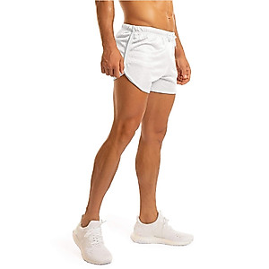 Ouber Men's Workout Racing Short Shorts with Elastic Drawsting (A-White,M)