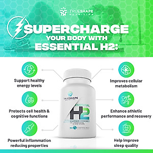 TrueShape Nutrition Essential H2 Fizzy Molecular Hydrogen Tablets for Water Nutritional Supplement (Unflavored, 30 Servings)