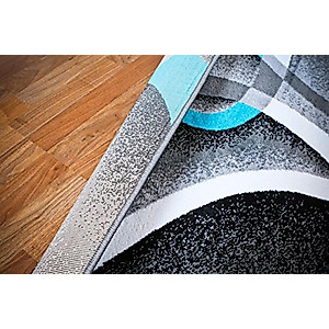 Persian Rugs 2305 Turquoise White Swirlss 2'2 x 7'4 Runner Modern Abstract Area Rug Carpet