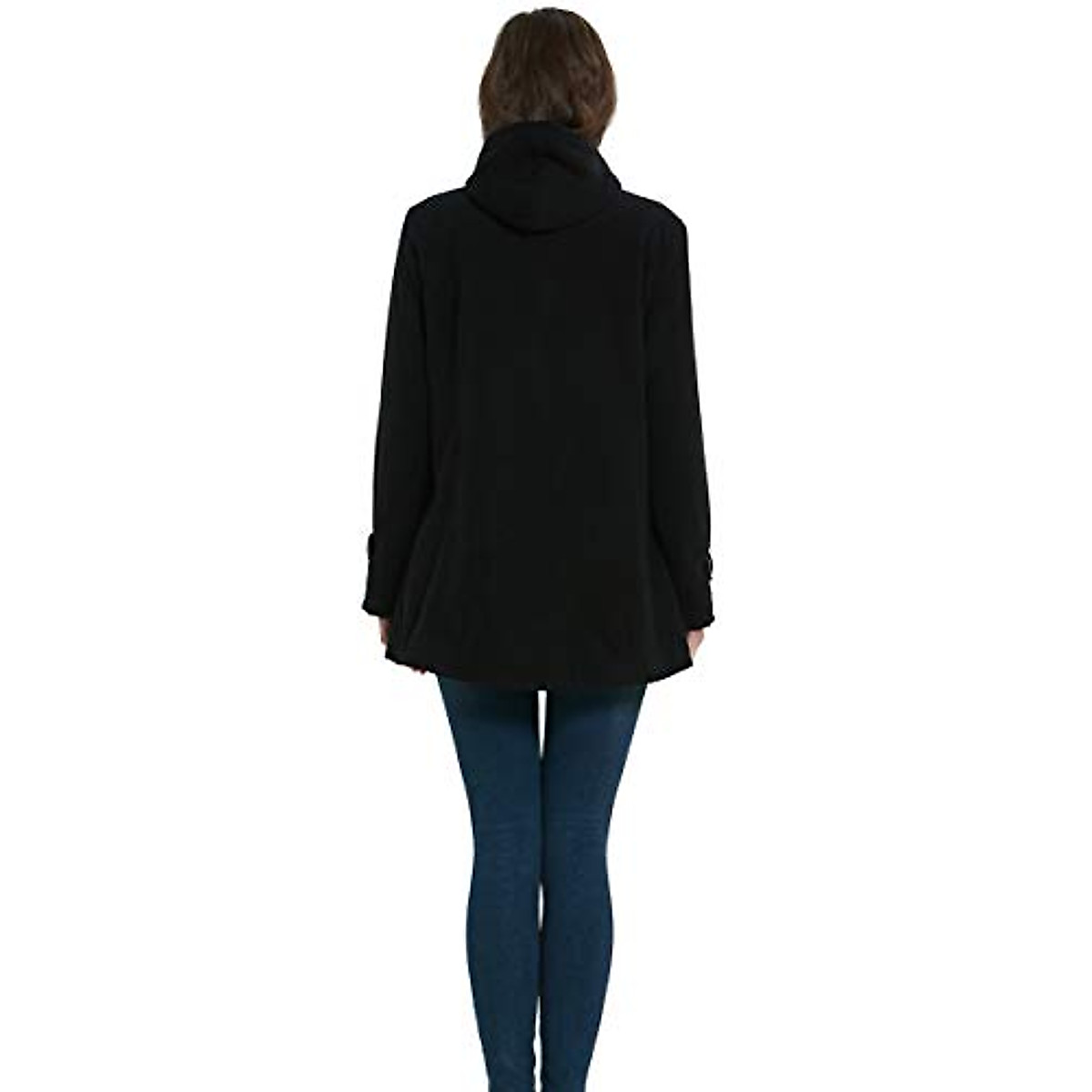 VOGRYE Womens Winter Fashion Outdoor Warm Wool Blended Classic Pea Coat Jacket (FBA) (M, Black2-Thicker)