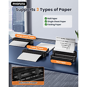 PhoFuta M832 Portable Printers Wireless Travel 300dpi,Small Inkless Thermal Printer for Phone & Laptop, Bluetooth Compact Printer for Mobile Office Home, Support A4 & 8.5 x 11 US Letter Thermal Paper