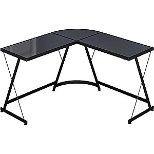 Le Crozz L-Shape Corner Desk Computer Gaming Desk Table, Black