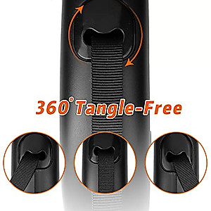 EC.TEAK Retractable Dog Leash, 16 FT Dog Walking Leash for Small/Medium Dog or Cat up to 50 lbs, Tangle Free, One-Hand Brake