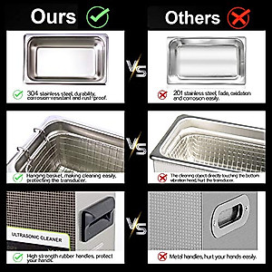 Ultrasonic Cleaner 6L, ONEZILI 180W Ultrasonic Parts Cleaner, Knob Control Ultrasonic Cleaning Machine with Heater, Professional for Parts, Carburetor, Fuel Injector, Brass, Tattoo Equipment, Razors