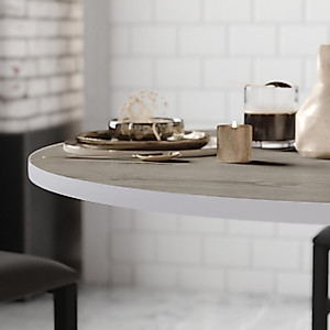 Flash Furniture 36" Round Table Reversible Laminate Top, White/Gray