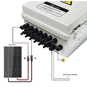 6 String Combiner Box for Solar Panel System, Solar Combiner Box with Lightning Arrest 63A Circuit Breaker 15A Rated Current Fuse IP66 Waterproof