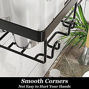 WAYDA 4 Pack Shower-Caddy, Adhesive Shower-Organizer-Shelves, Shower-Shelf-for-Bathroom-Storage,No Drilling Inside-Shower-Rack-with-Soap-Holder (Black)