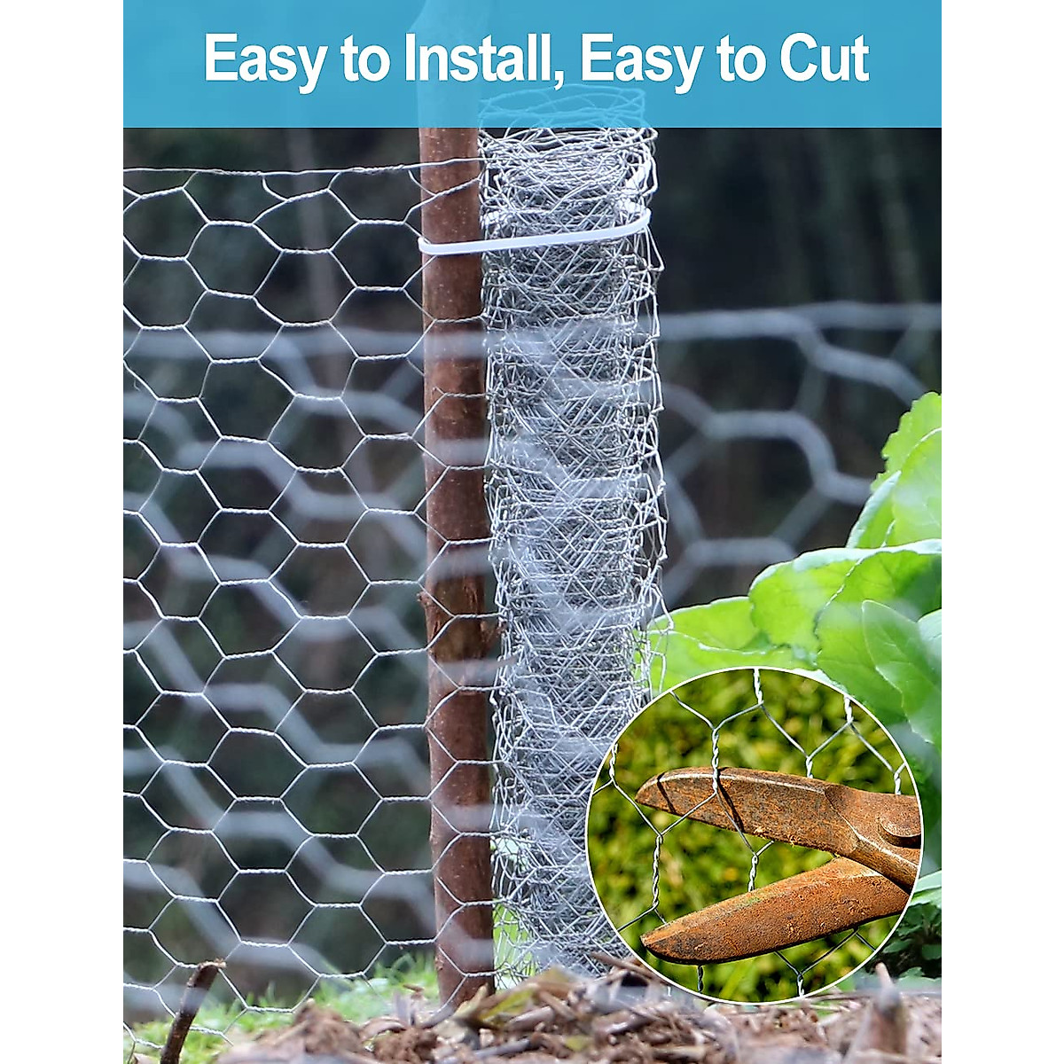 16in x 82ft Chicken Wire, TOYPOPOR 40cm x 25m Poultry Wire Netting Hexagonal Galvanized Mesh Garden Fence Barrier for Pet Rabbit Chicken Fencing (16In x 82FT)