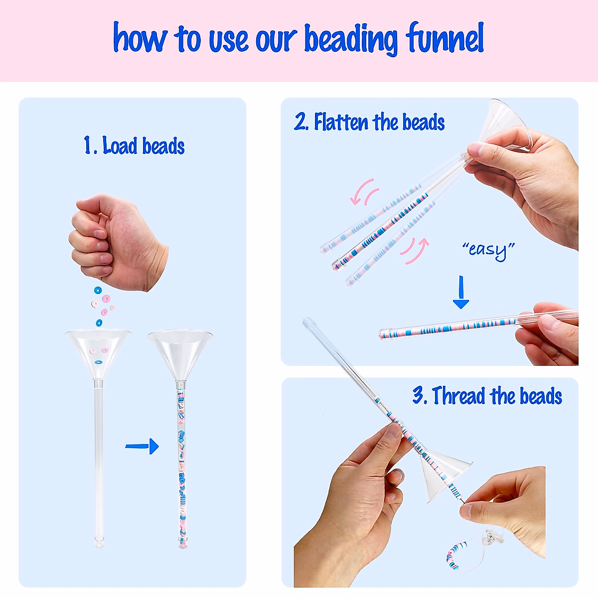 Xmada Beading Funnel - Beading Tools Kit for Clay Bead, 2 PCS Beading Tools for Jewelry Making with Beading Needles, Bracelets, Necklaces Making (2)
