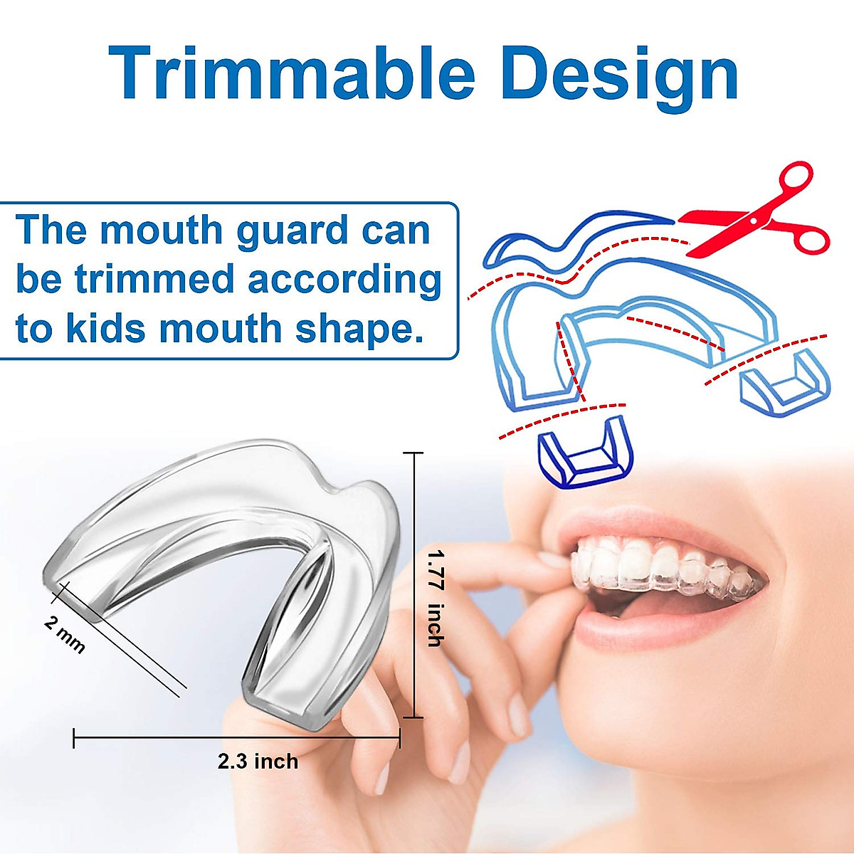 Kids Mouth Guard for Grinding Teeth, Pack of 6 Night Guard for Teeth Whitening Trays Clenching Bruxism Mouthguard, Moldable Sleep Bite Guard for Child and Women with Small Mouth