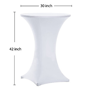 Tina's 2 Pack Spandex Cocktail Table Covers White 30x42 Inch, Fitted Stretch Cocktail Tablecloth for Round Tables (2PC 30X42 White)