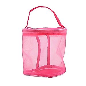 Knitting Bag for Yarn Storage, Oxford Cloth Woven Crocheting Organizer Holder Hollow Mesh Cylinder Crochet Wool Small Accessories Container Tool (Rose Red)