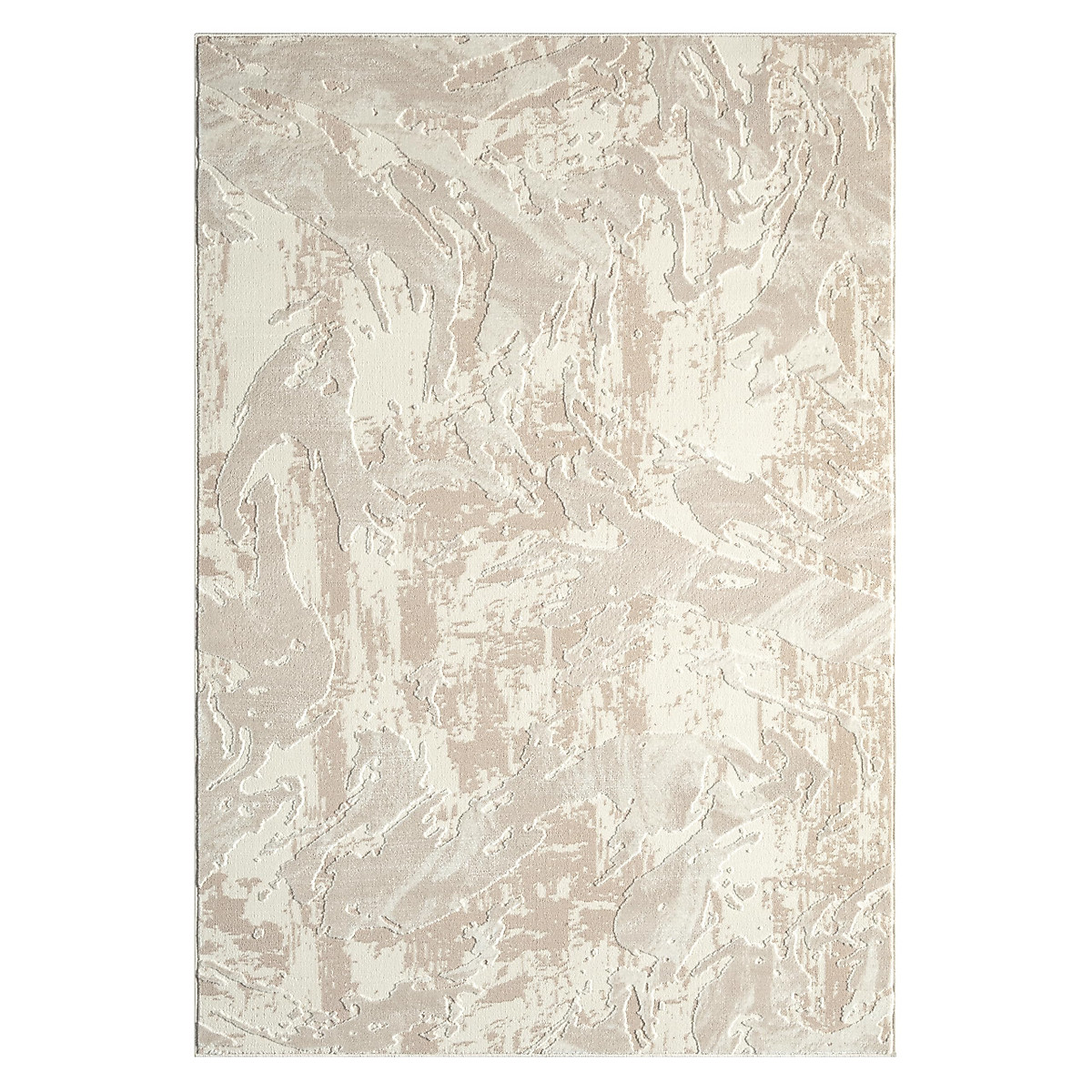 Abani Terra Cream 6' x 9' Area Rug for Living Room, Bedroom - Abstract Wavy Pattern - Durable & Easy to Clean