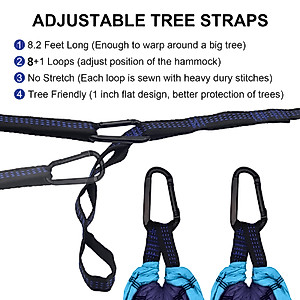 Holarun Camping Hammock Double Portable Hammocks with Lightweight 210T Nylon Parachute, Two Person Hammock Tree Straps for Backpacking, Hiking Gear, Outdoor, Travel, Beach - Navy Blue