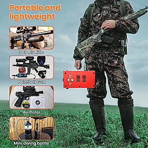 GX PUMP CS1-I PCP Air Compressor with Built-in Power Adapter,Auto-shutoff,Oil &Water-Free, 4500Psi/30Mpa, Powered by 110V /220V AC or 12V DC, Air Gun and Paintball/Scuba Tank Compressor Pump