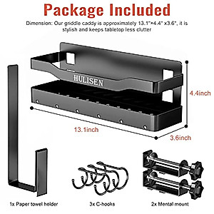 HULISEN Griddle Caddy, Grill Caddy for Blackstone 28"/36" Griddle Accessories and Prep Cart, BBQ Tool Organizer, Barbecue Grilling Storage Box with Paper Towel Holder for Outdoor Grill, No Drilling