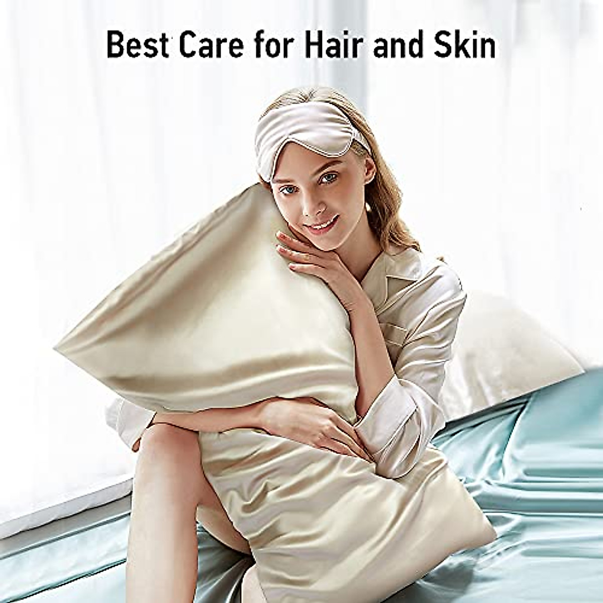 Silk Pillowcase 2 Pack for Hair and Skin,22 Momme 100% Mulberry Silk & Natural Wood Pulp Fiber Grade 6A Dual-Sided Silk Pillow Cases with Hidden Zipper,600 Thread Count(Champagne,Standard 20"x26")