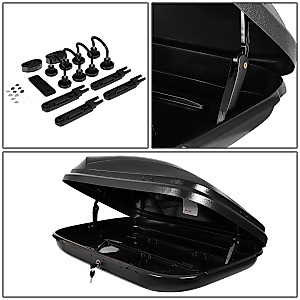 DNA MOTORING Rooftop Cargo Box Carrier Lockable Heavy Duty Car Top Storage Case, Capacity 110 Lbs, 53" L x 34" W x 15" H, 11 17 Cubic Ft.(Textured Black), PT-ZTL-8166-BK