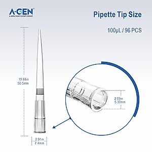 A-GEN 100uL Filter Racked Universal Pipette Tips, Clear, Gamma Sterile, DNase/RNase Free,Non-Pyrogenic (1 Rack of 96 Filter Tips, 100uL)