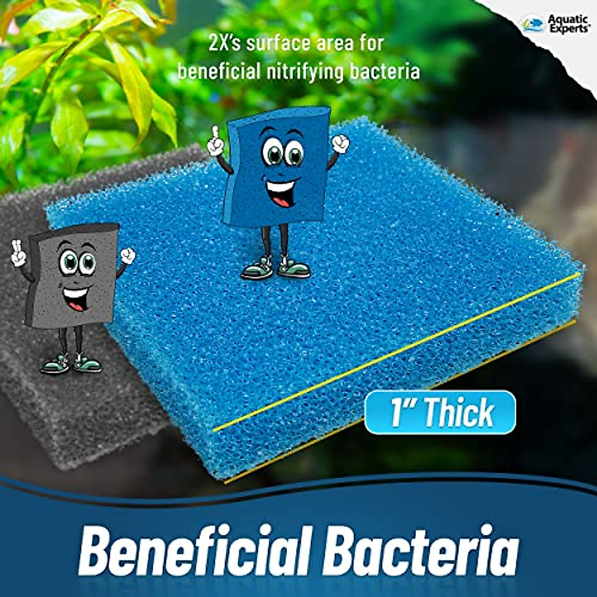 Aquatic Experts Aquarium Filter Sponge - SpongeFirst - Biological and Mechanical Aquarium Sponge Filter Pad for Clear Water (12" x 36" 40ppi)