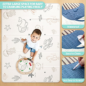 Foldable Baby Playmat, XPE Foam Baby Gym & Play Mat with Non-Toxic Materials, Extra Large Size 79" x 59"