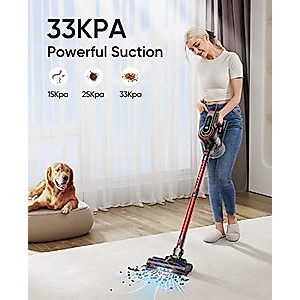 WLUPEL Cordless Vacuum Cleaner, 33kPa Stick Vacuum Cleaner, 400W Powerful Handheld Vacuum with LED Touch Display, 55mins Runtime for Pet Hair, Carpet and Hardwood Floor(Hero 8 Pro)