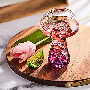 2 Pcs Mushroom Cocktail Glass Creative Martini Mushroom Glass Cup Glass Goblet Drink Cup for Wine Champagne Cocktail Home Bar Party, 260 ml