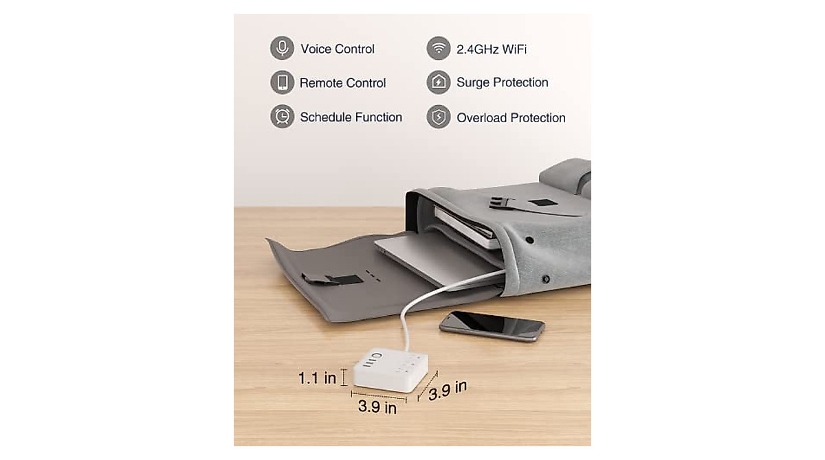 GHome Smart Power Strip: WiFi Smart Outlets, USB & Surge Protection