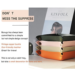 Banugo Valet Tray, Small Catchall Tray, Leather Tray, Foldable Jewelry Organizer, Suitable for Travel, Nightstand, Storage, Home or Office (Orange-S)