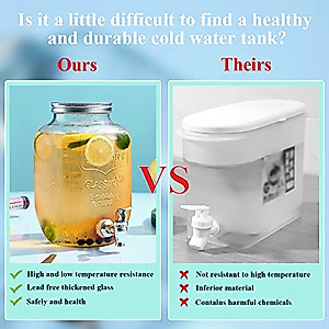 Berglander Glass Beverage Dispenser, 1 Gallon Drink Dispenser for Parties with Leak-proof Faucet, Convenient Wide Mouth And Stainless Steel Lid Seals Securely to Keep Your Beverages Fresh