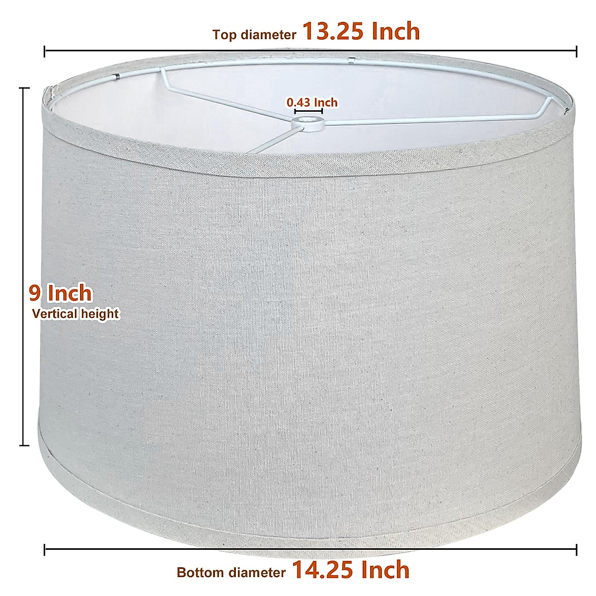 TOOTOO STAR Brown Drum Lamp Shade 13.25"x14.25"x9" inches Assembly Required Natural Linen Lampshade for Table Lamp,Bedside Lamp,Floor Lamp