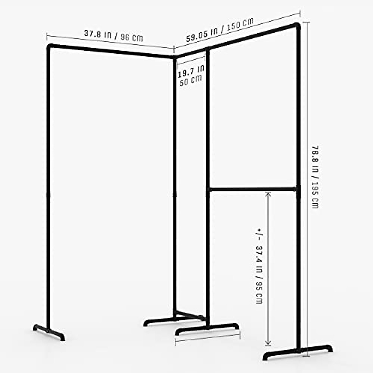 pamo Industrial Design garment rack - LAS Edge - freestanding Coat Rack for Walk-In Wardrobe Wall I Clothes Rack Made of Black Sturdy Pipes freestanding from Water Pipes