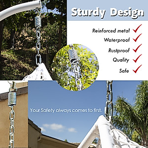 J.M.Deco Patio Swing Chair with Stand, Egg Chair with Support Frame, Hammock Chair Swing Wicker Plastic for Indoor, Outdoor, Garden, Backyard & Patio (White+Red)