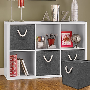 SYYOFUE Fabric Cube Storage Bins Dark-Grey Storage Boxes Set 13x13x13 inch Baskets with Handle for home&office organization