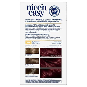 Clairol Nice'n Easy Permanent Hair Dye, 4RV Burgundy Hair Color, Pack of 1