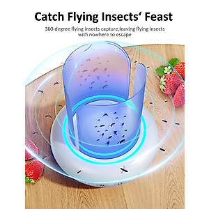 Camfeast 360° Flying Insect Trap with 60h USB Rechargeable Battery, Get-rid Food, Plant Fruit-Fly Killer, Night Light Catcher for Gnat, Noseeum, Flies, Housefly, Trap on Indoor House, Insectos Trampa
