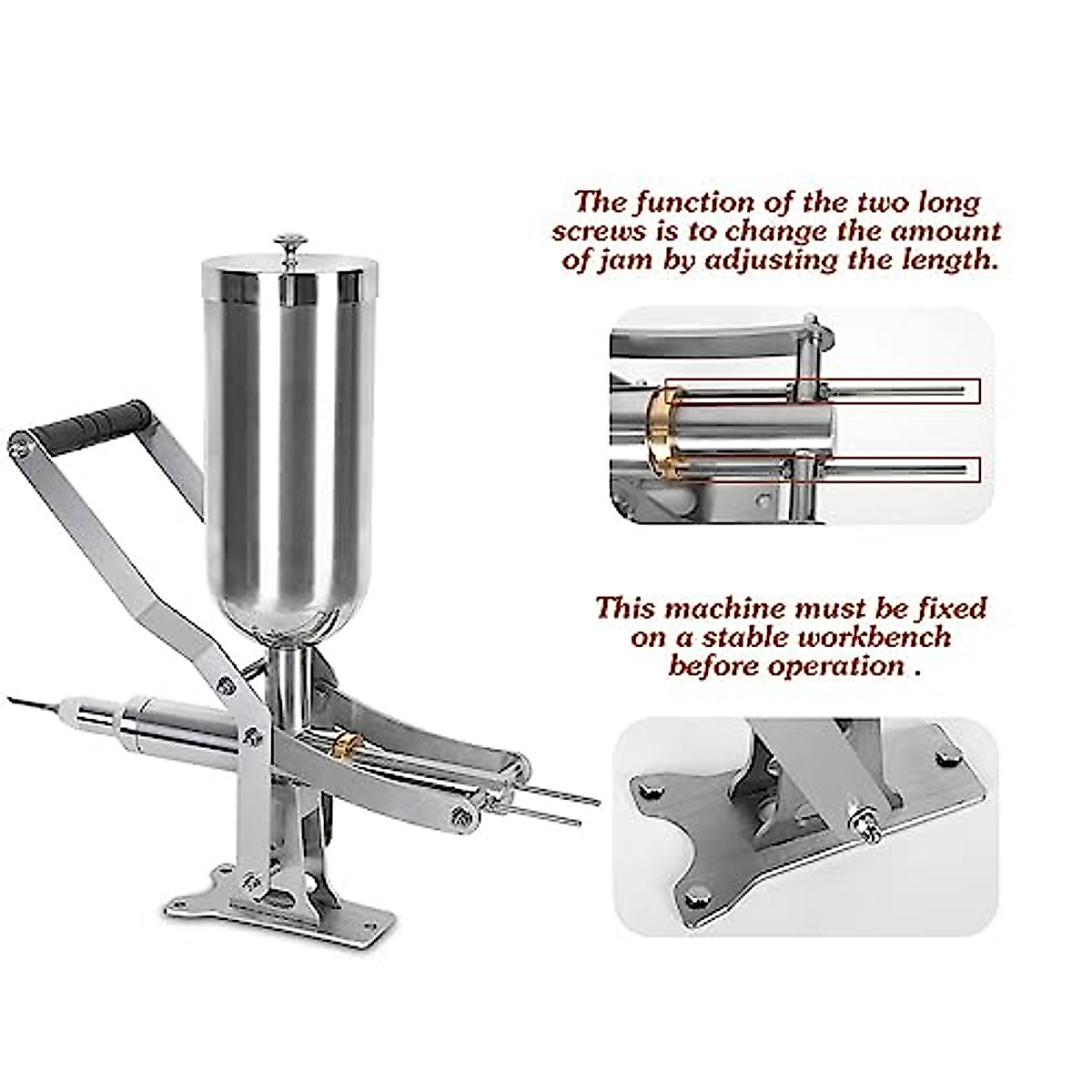 Commercial Churro Filler, 4.5L Manual Churro Maker Machine, Core Diameter: 6 mm, Stainless Steel Fruit Donut 商用油条灌装机，4.5 升手动油条制造机，芯直径：6 毫米，不锈钢水果甜甜圈灌装机，适用于餐厅、自助餐厅、面包店、家庭Filling Machine, for Restaurant