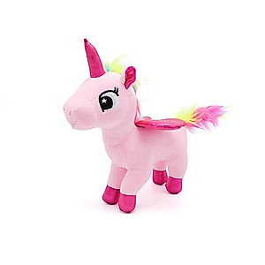 PASSIONFRUIT Unicorn Stuffed Plush Animal Toy Set with Purse Necklace & Bracelet - Plush Unicorns Birthday Gifts for Girls - Unique Rainbow Unicorn Stuffed Pet for Age 3 4 5 6 7 yrs. (Pink)