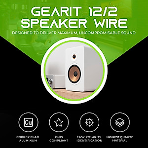 GearIT 12AWG Speaker Wire, Pro Series 12 Gauge Speaker Wire Cable (200 Feet / 60.96 Meters) Great Use for Home Theater Speakers and Car Speakers, White