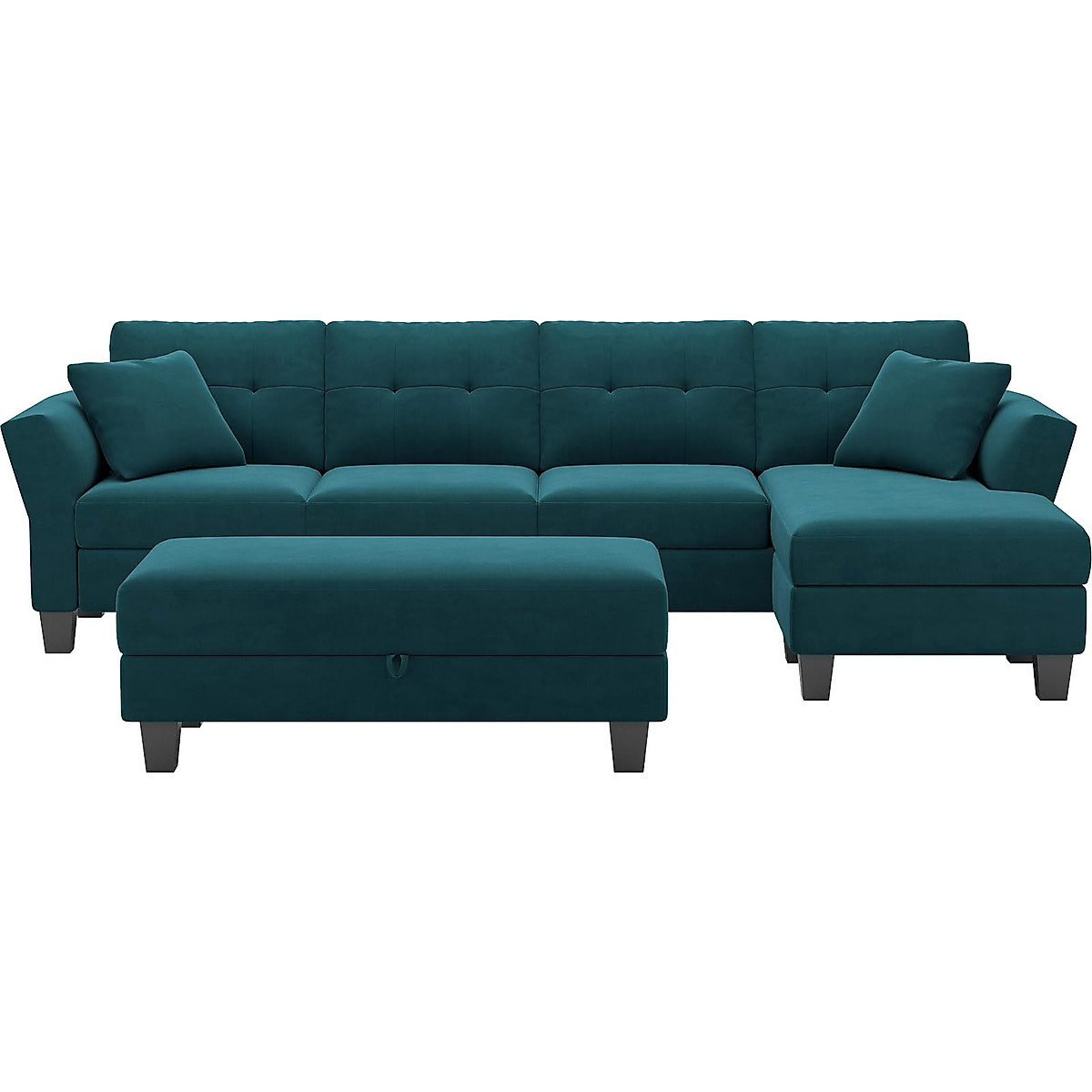 Belffin Convertible L Shaped Couch with Reversible Large Ottoman L Shape Sofa Storage Chaise Sectional Sofa Living Room Furniture Peacock Blue