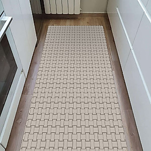 Shape28 Runner Mat Ultra-Thin Kitchen Rug with Non Slip Rubber Backing 60x23” Color Latte 5C